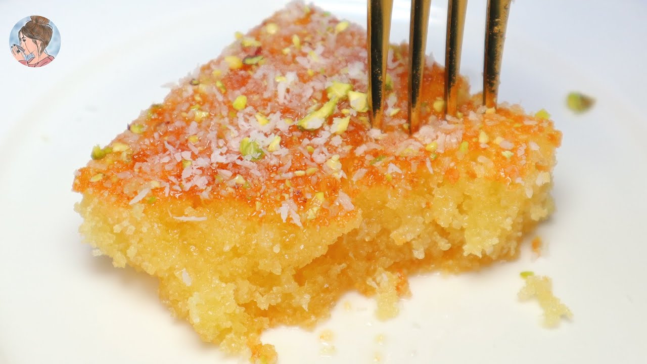 My 7 Years old Daughter made this CAKE! Basbousa Recipe - Arabian sweet ...