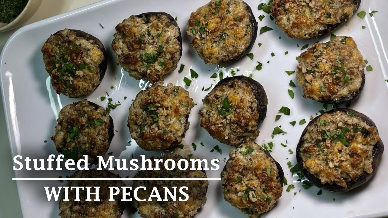 Easy Stuffed Mushrooms Recipe | Parmesan Stuffed Mushrooms with Pecans ...
