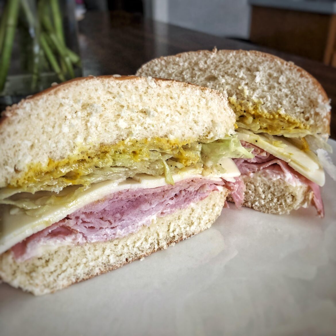 A simple sandwich is the best sandwich. Homemade bread, Boar’s Head ham ...