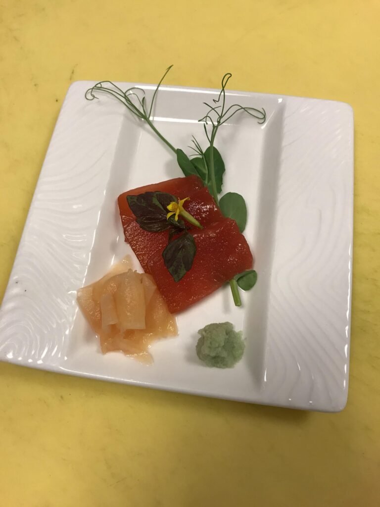 Watermelon "Sashimi" Amuse Bouche - Ponzu Compressed Watermelon ...