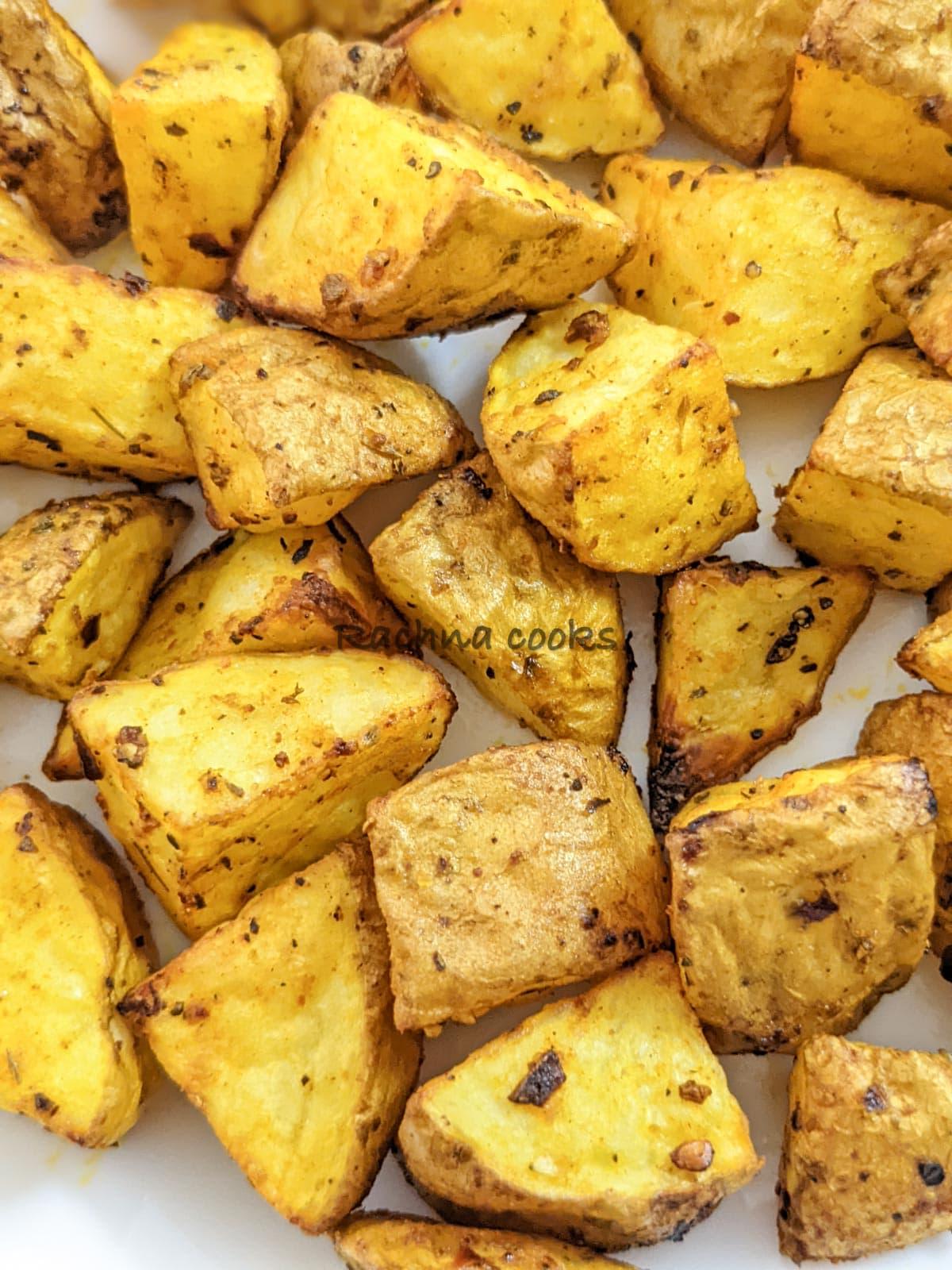Gorgeous Roasted Potato Cubes with crispy skin done with ease in air ...