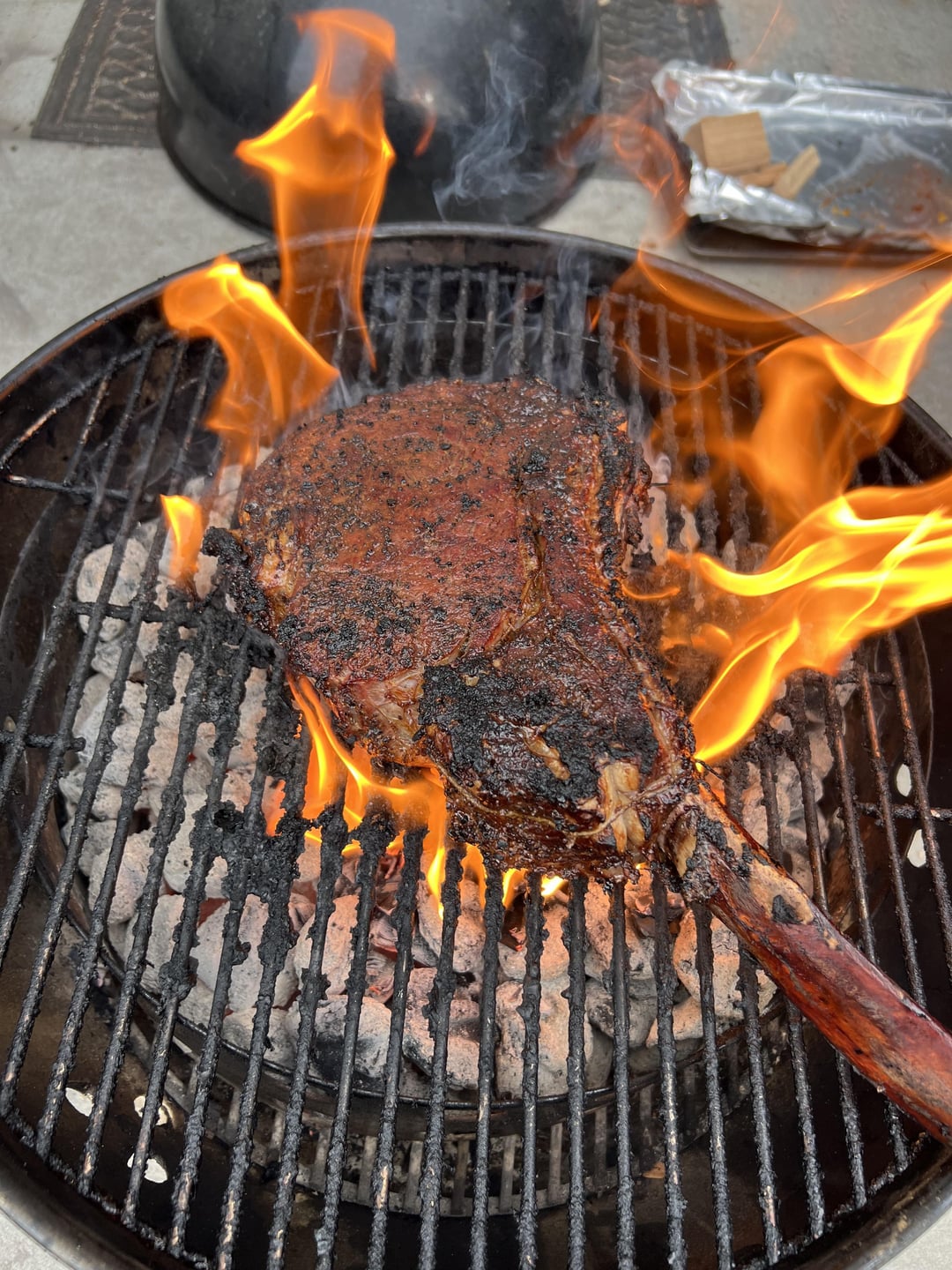 First time cooking a Tomahawk and probably the most fun piece of meat l ...