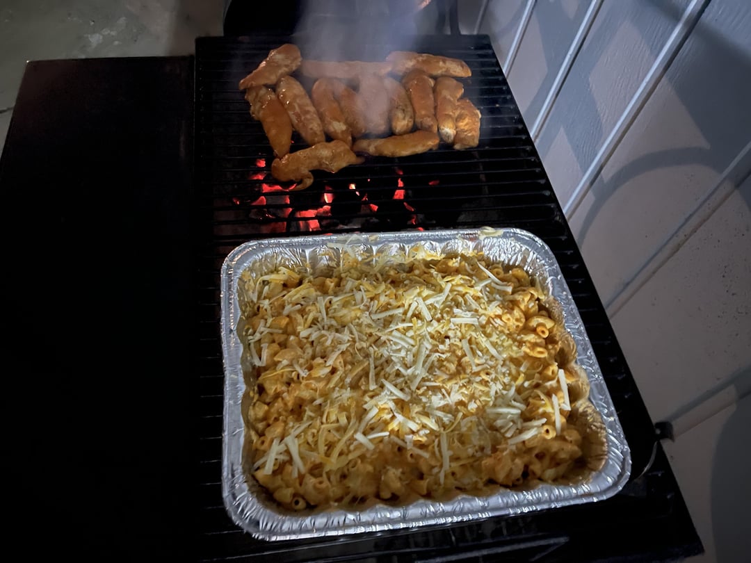 Smoked Buffalo Chicken Mac and Cheese. Smoked Gouda/colby Jack/sharp ...