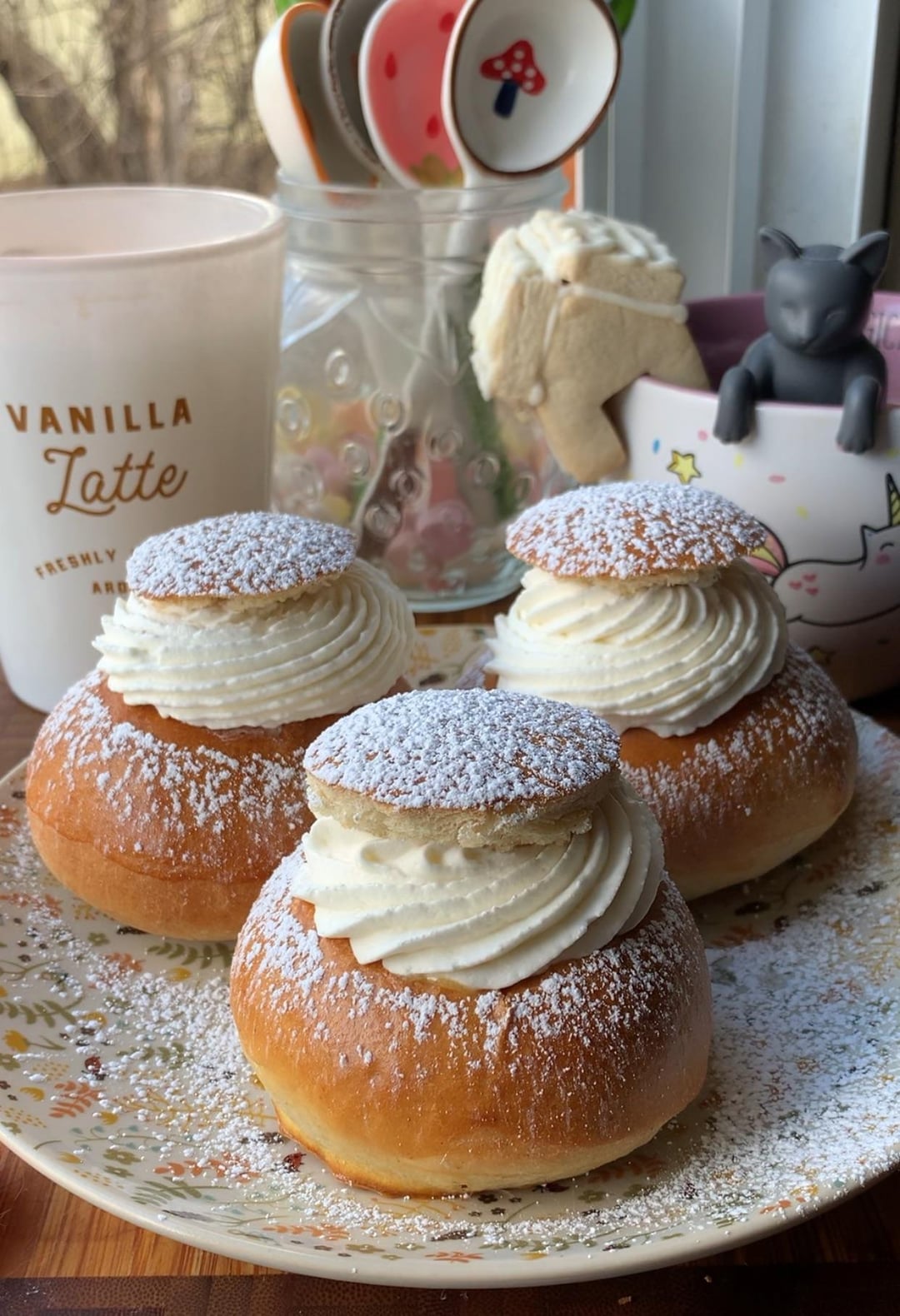 Made an adapted version of Swedish semla buns. Instead of marzipan I ...