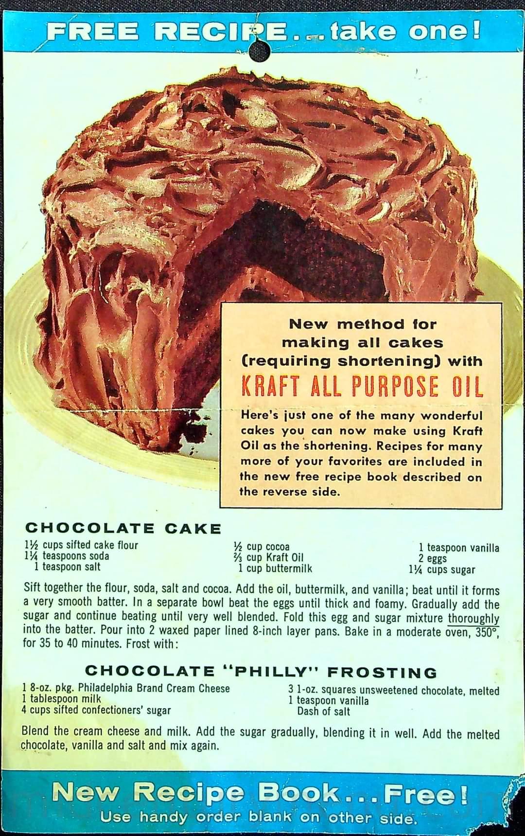 One of my favorite chocolate cake recipes! 1955 - Dining and Cooking
