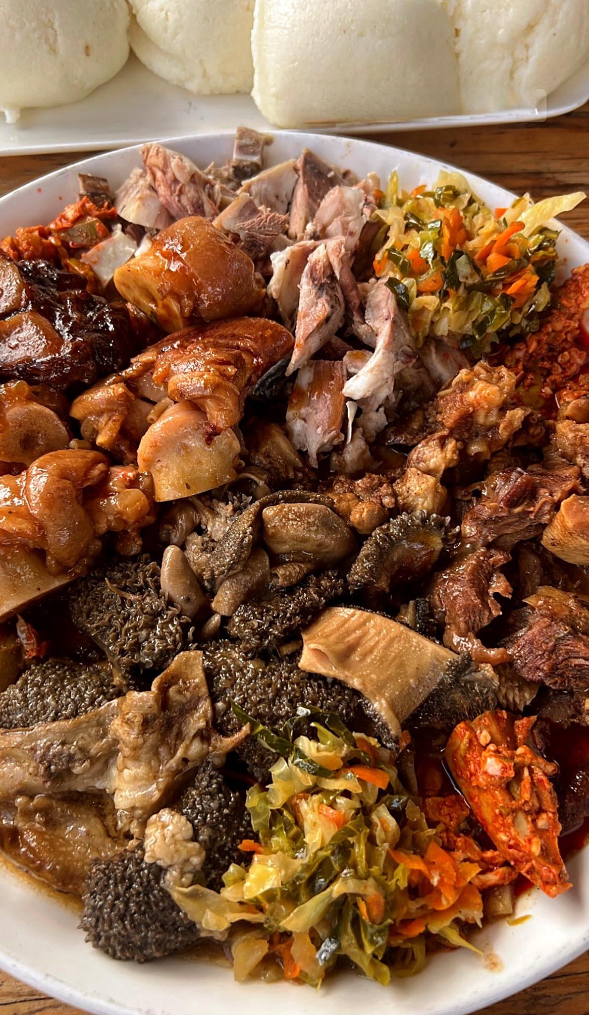Theee South African Meat Platter… I’m talking sheep tripe, cow trotters ...