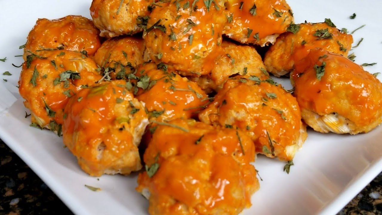 Baked or Grilled Buffalo Chicken Meatballs | Homemade Buffalo Sauce ...