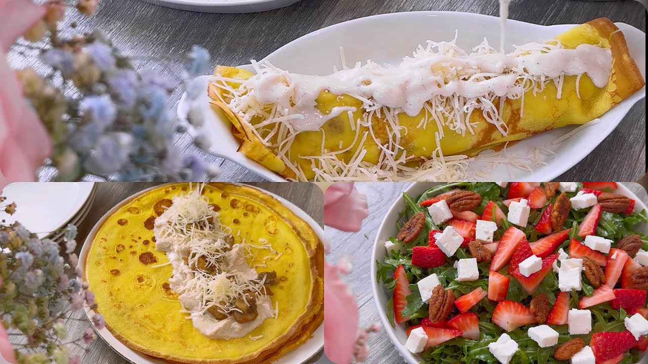 Savory Crepes Stuffed with Sautéed Mushrooms and Chicken in a Creamy ...