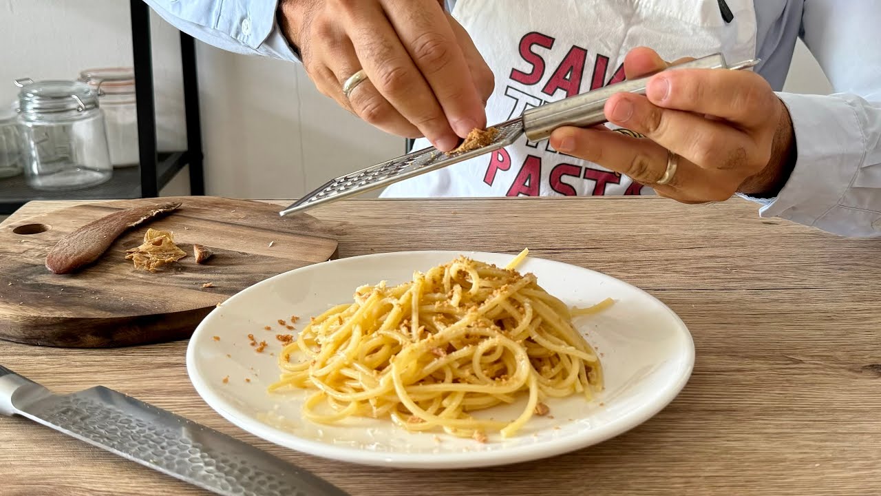 Spaghetti with homemade BOTTARGA - Dining and Cooking