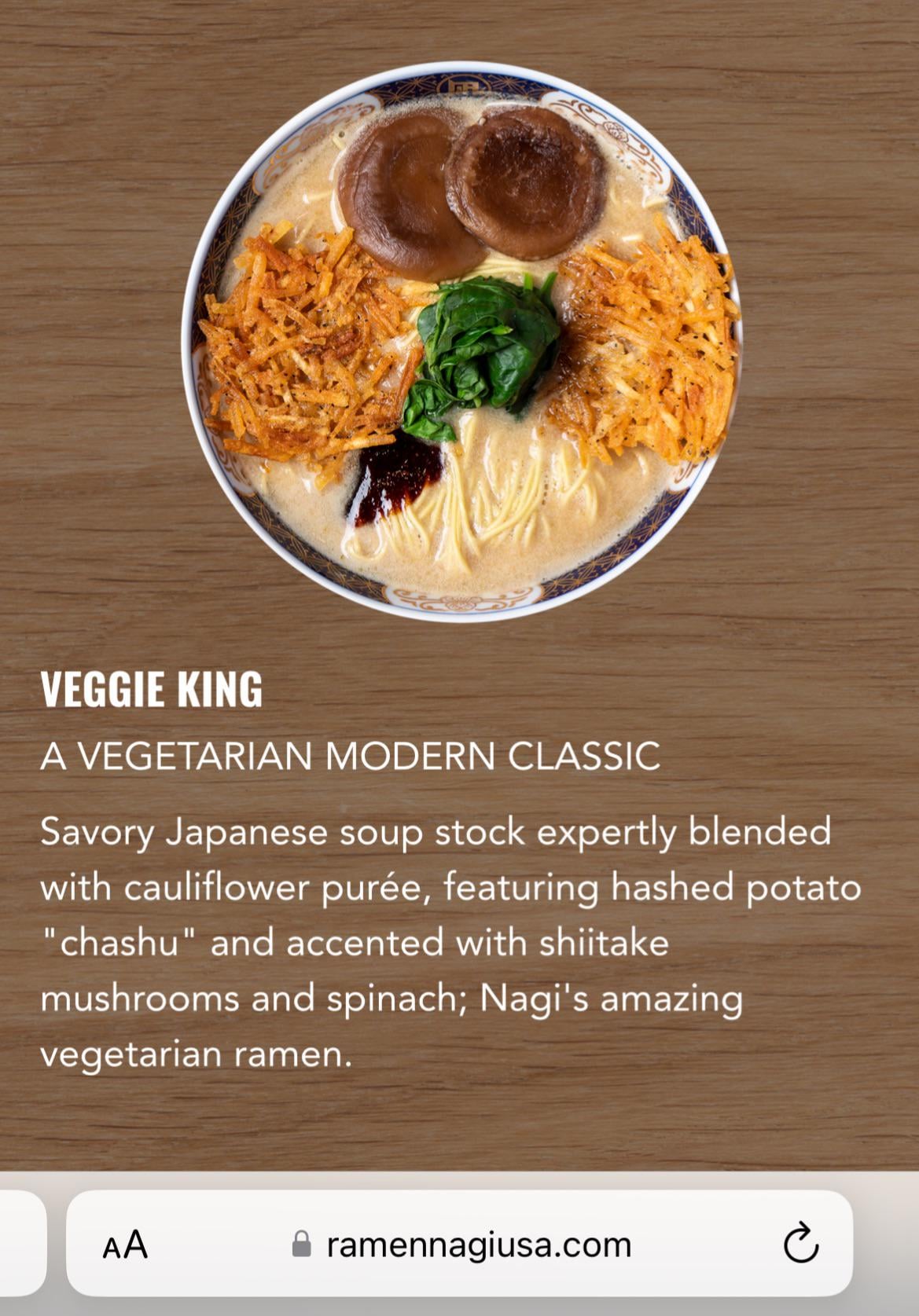 Ramen Nagi Veggie King’s alternate in Austin, Tx - Dining and Cooking