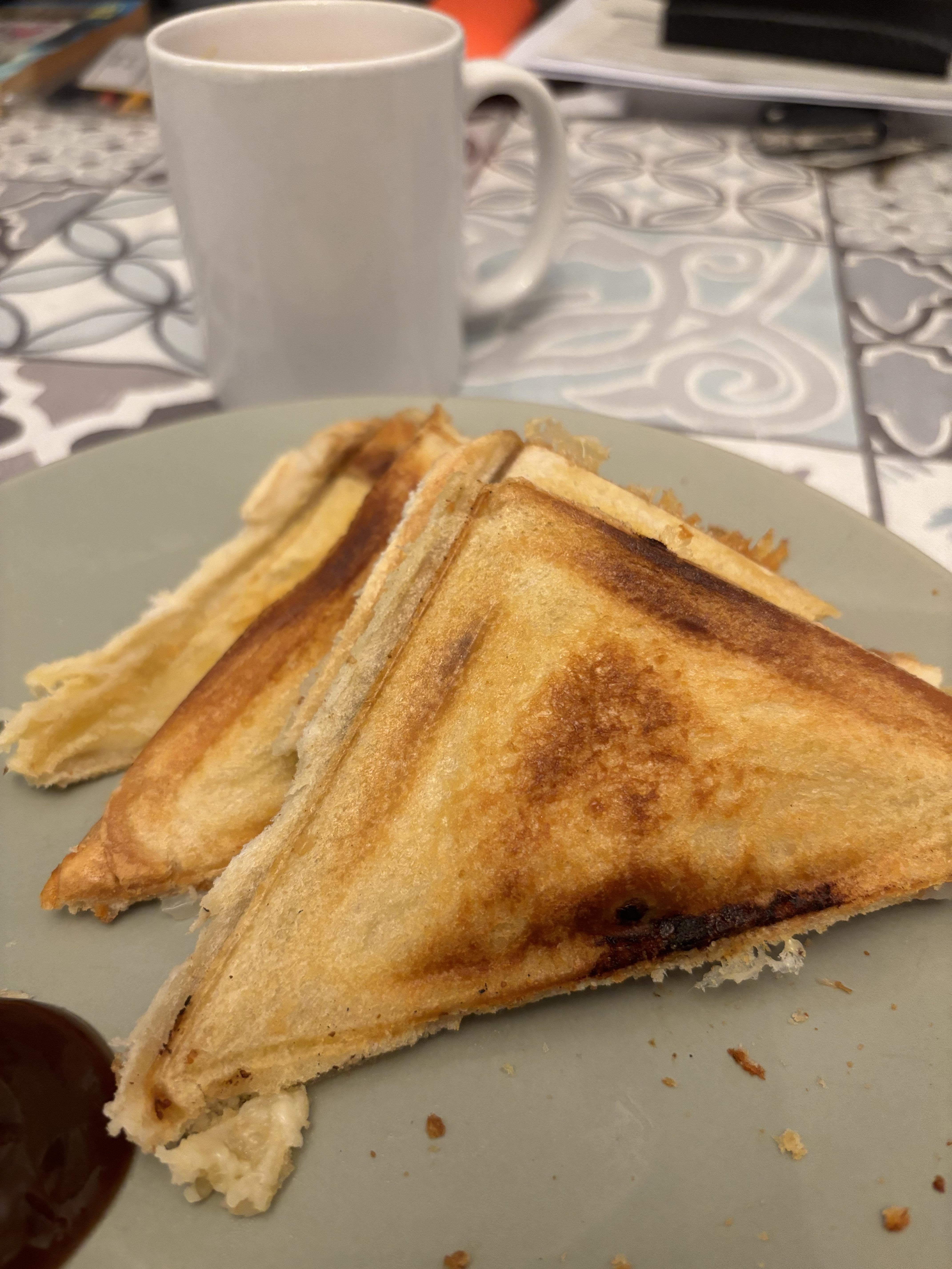Cheese and onion toasties with a nice cup of tea - Dining and Cooking
