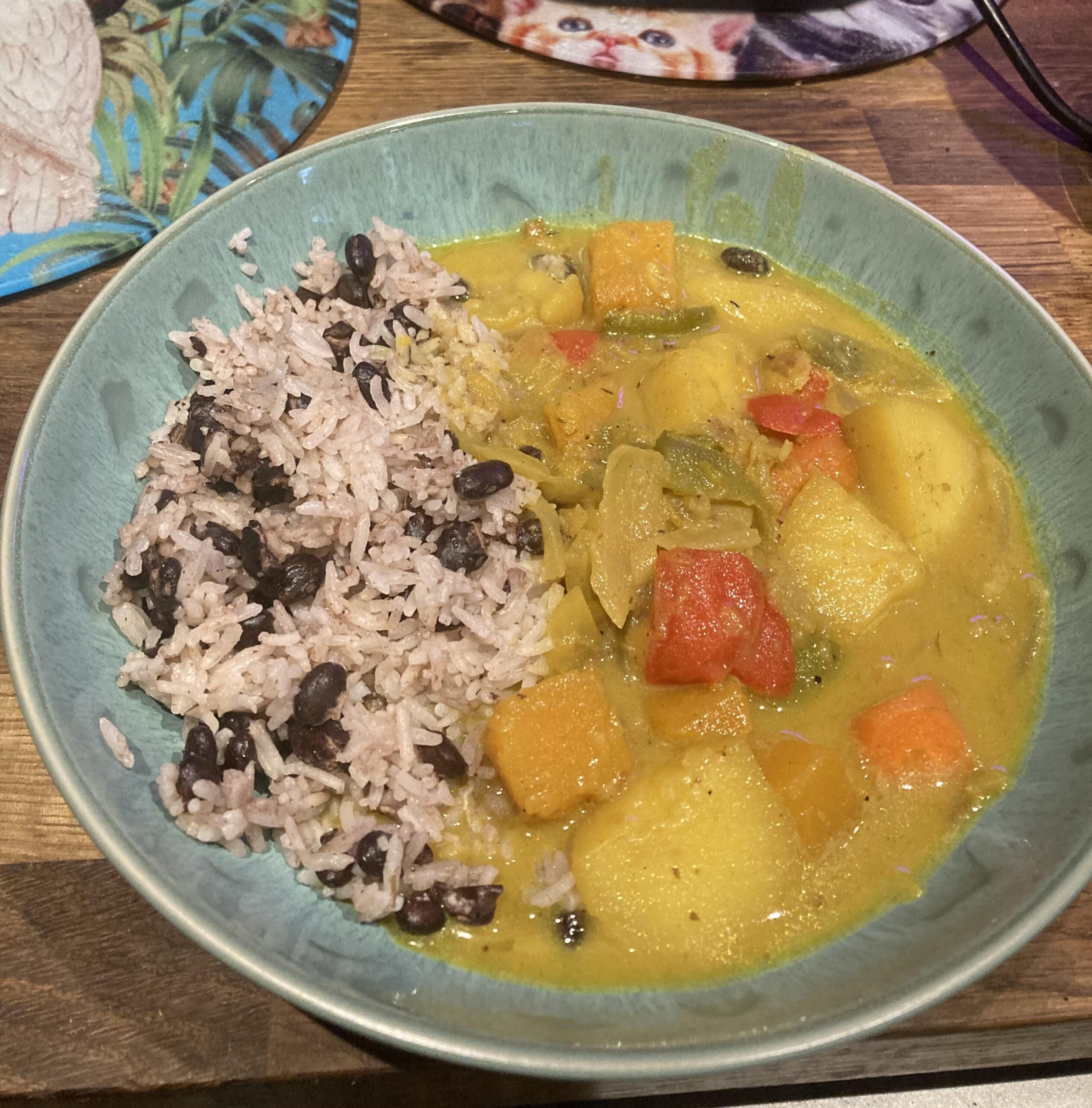 Veggie Jamaican Curry with Rice and Peas - Dining and Cooking