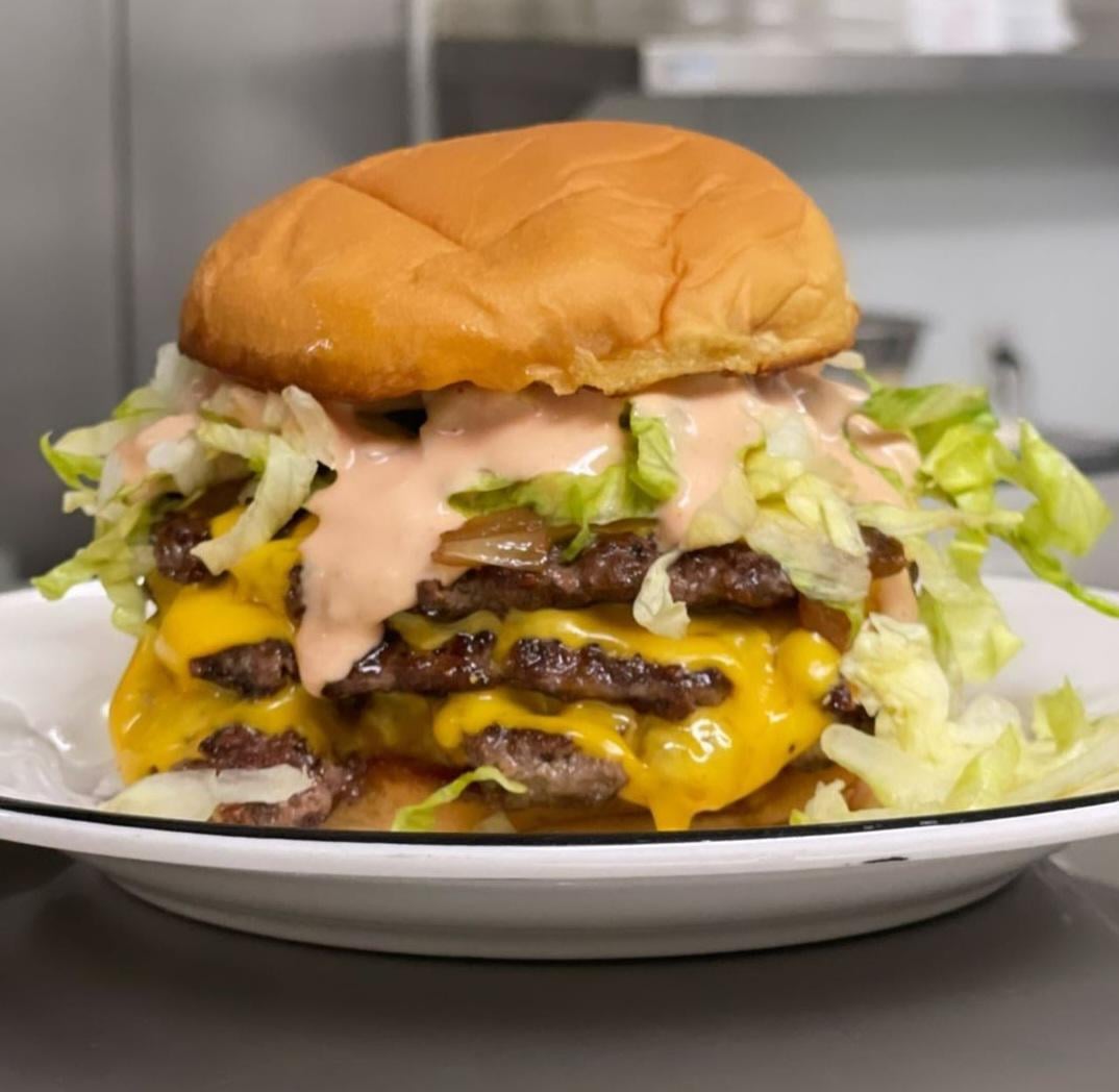 Triple smashburger from The Heyday in Palm Springs - Dining and Cooking