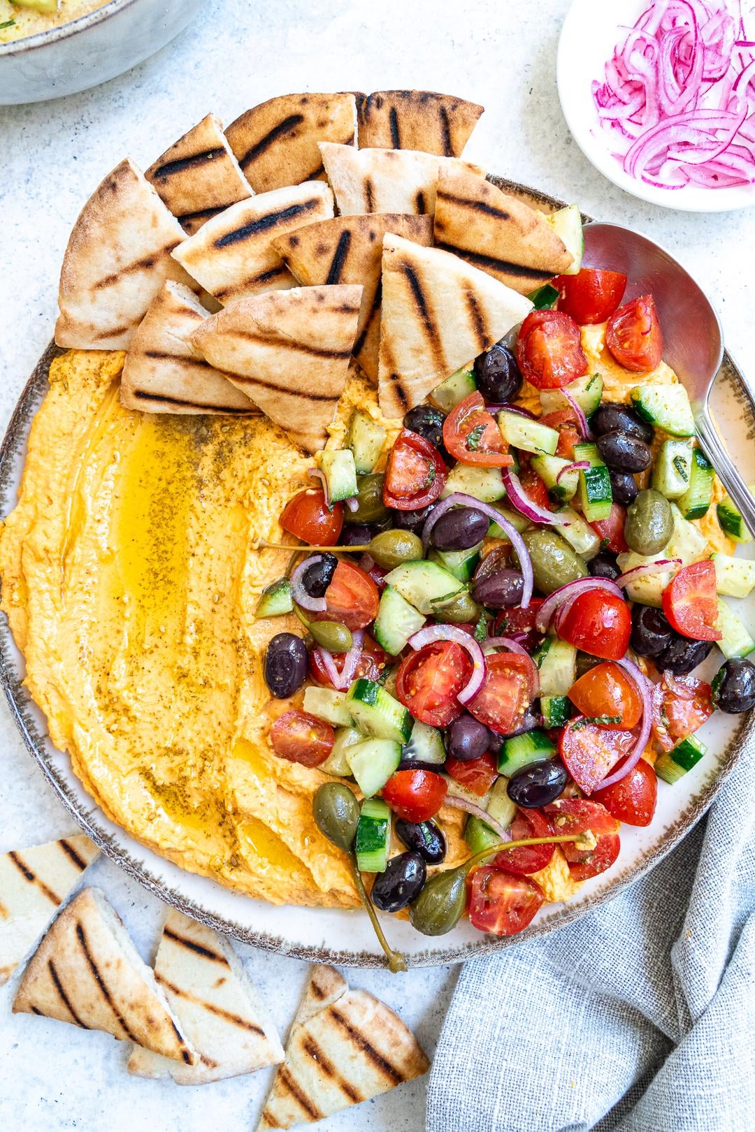 Loaded Red Pepper Hummus - Dining and Cooking