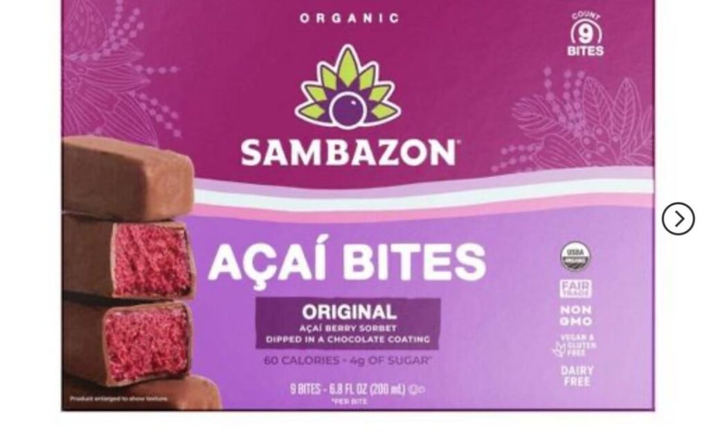 WOW! THESE ARE INSANE!! chocolate covered acai bites. 60 calories each ...