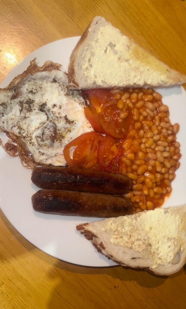 English breakfast with “Sunny side up” fried egg, I acctualy don’t know ...