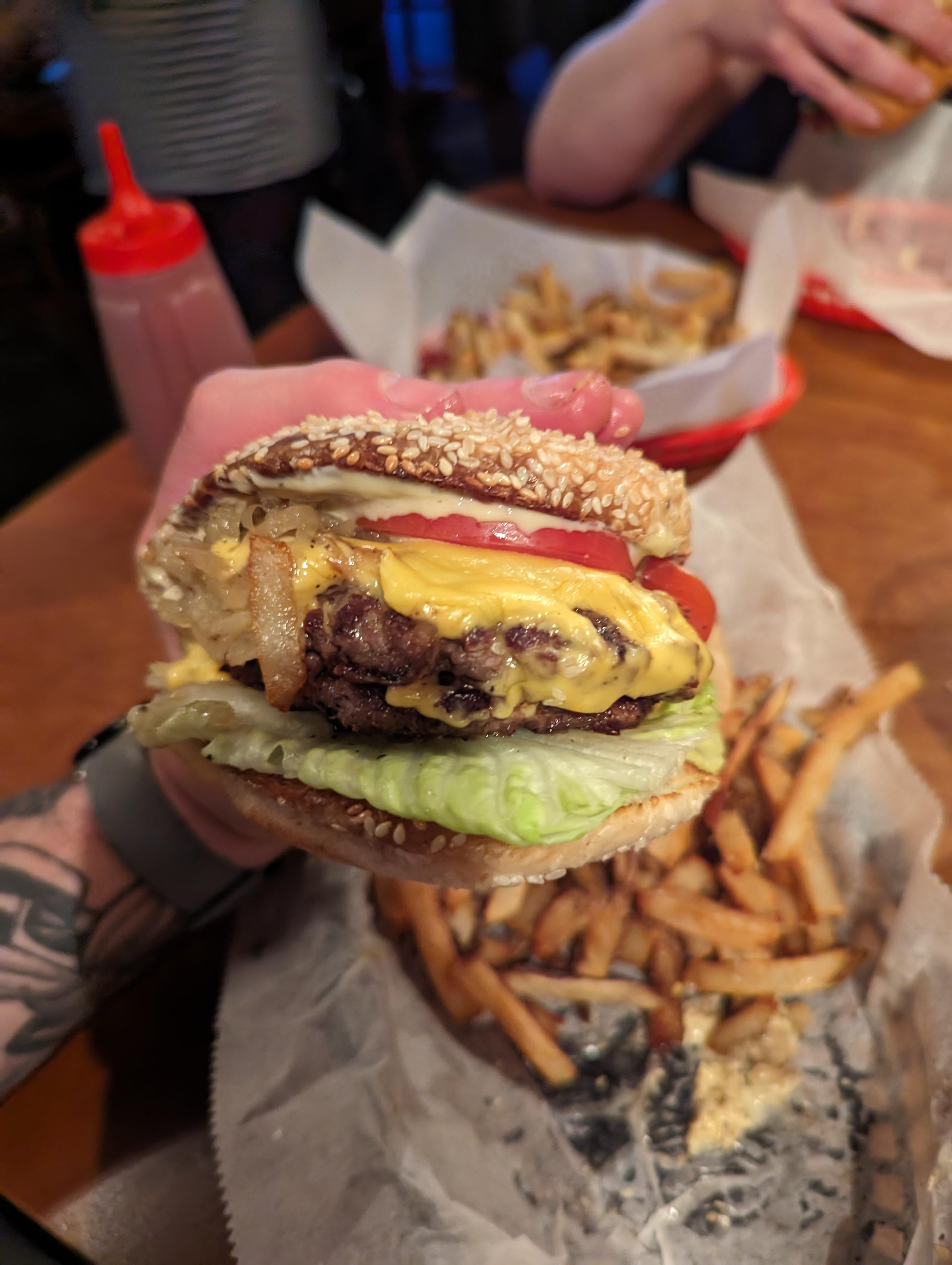 Double Cheeseburger from Anchored Inn in Brooklyn - Dining and Cooking