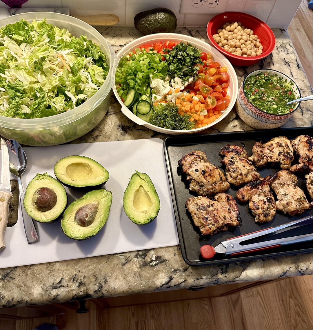 Channeled my inner Elaine Benes with a big salad. Grilled some ...