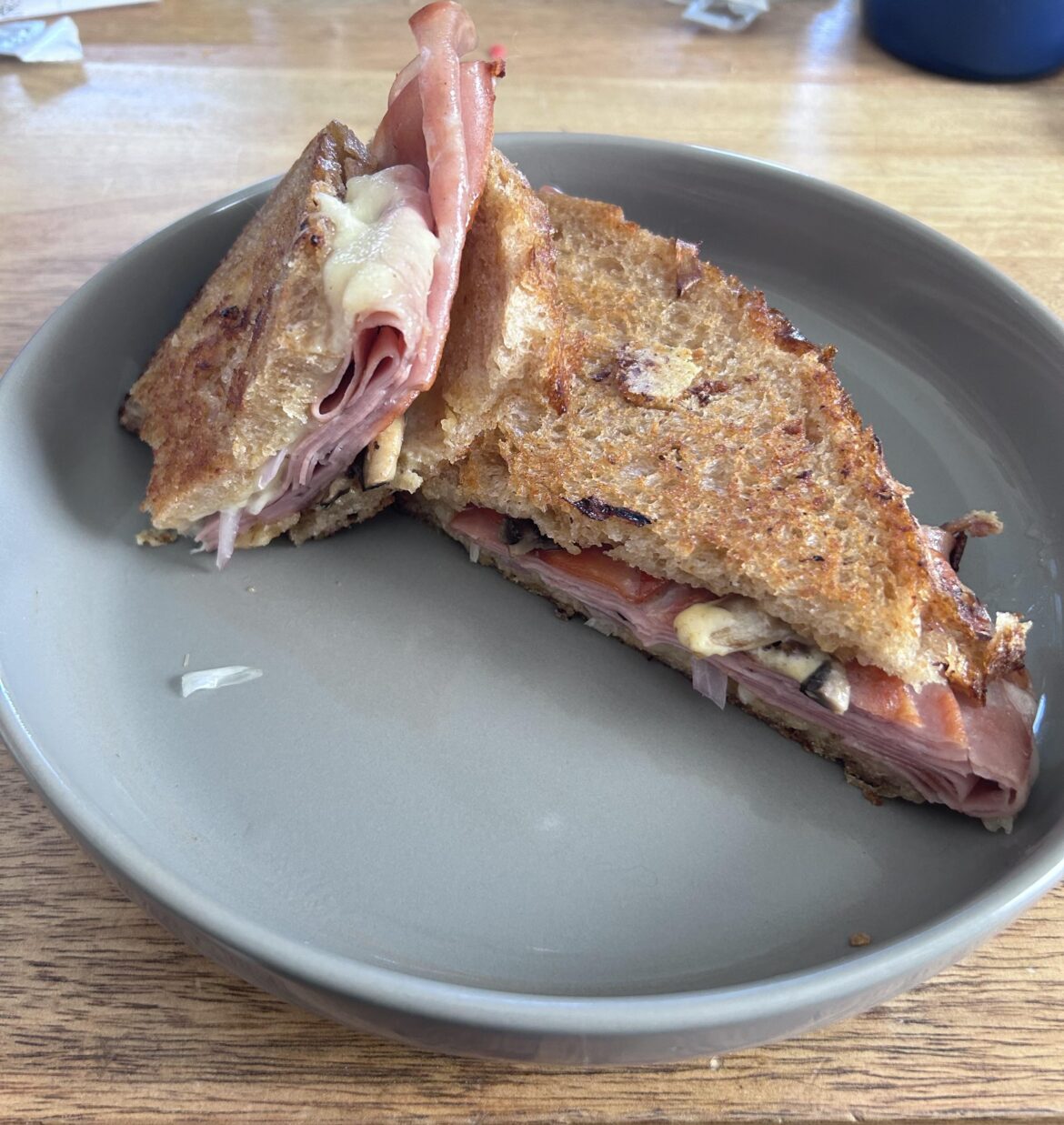 A take on Tony Bourdain’s Best Easy sandwich. Fried mortadella, shallot ...