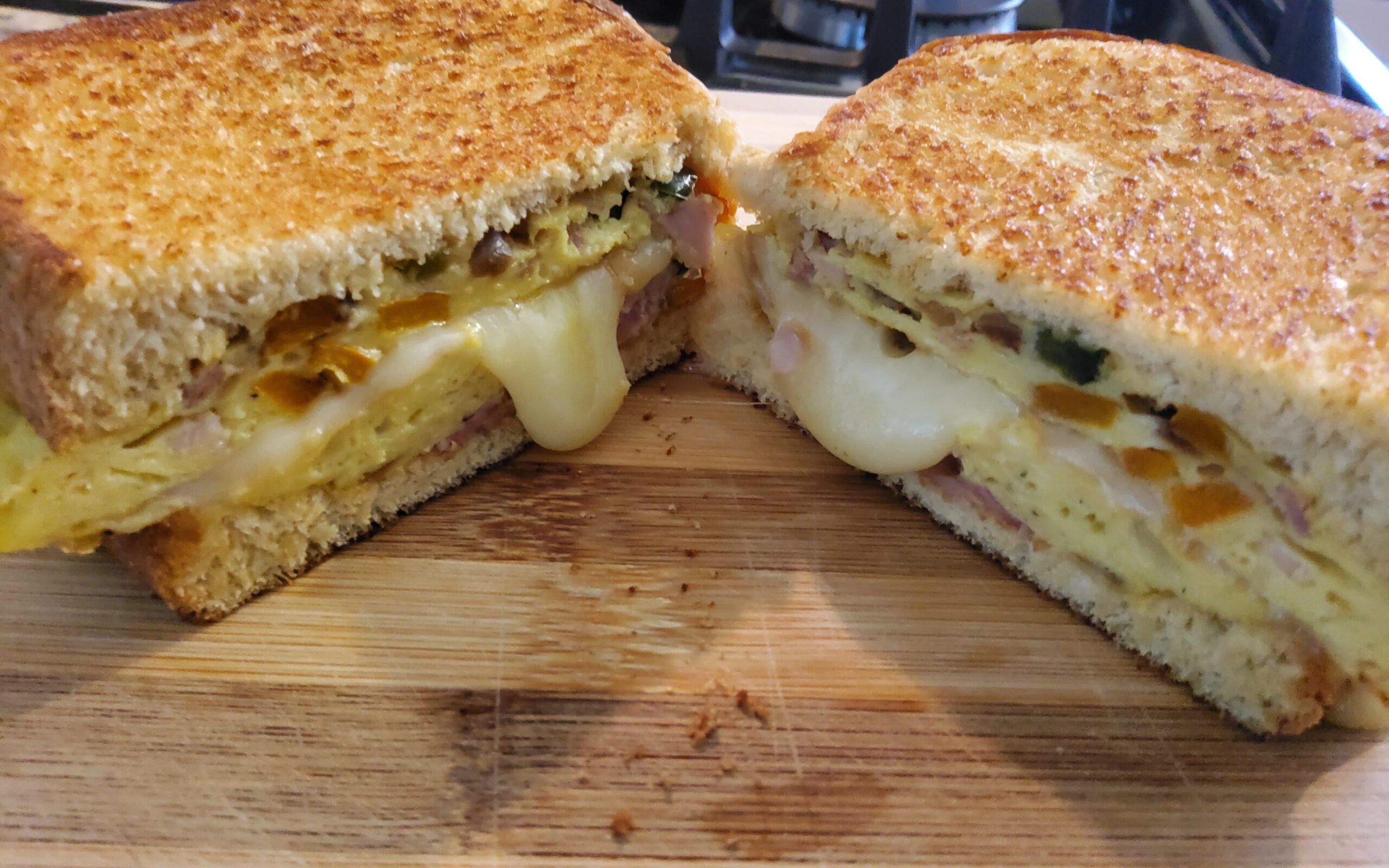 I made a western egg omelette melt with white American cheese. - Dining ...
