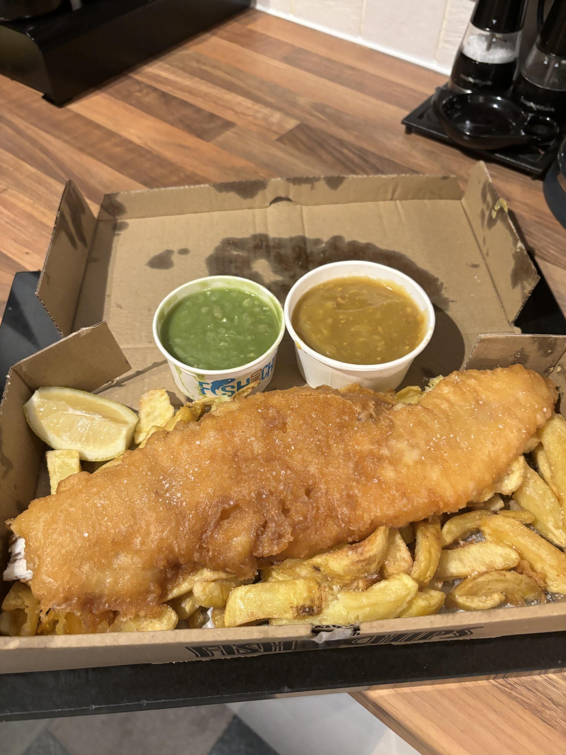 Fish ‘N’ Chips with curry sauce and mushy peas [I ate] - Dining and Cooking