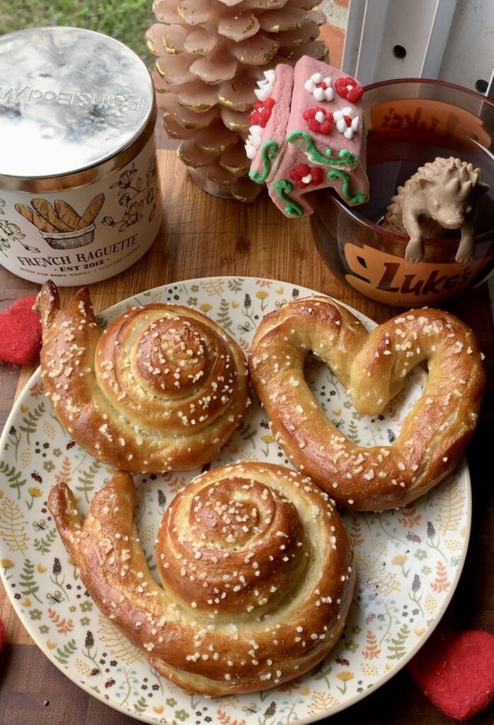 Was really craving soft pretzels today so I made some heart and snail ...