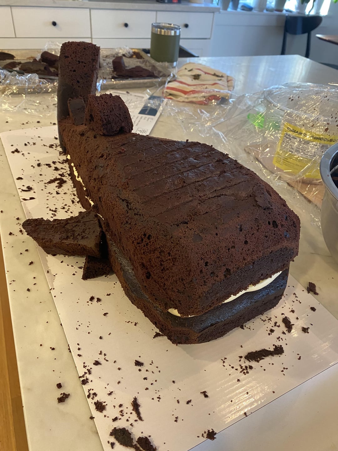 Witness the process… whale shark cake for my toddler! - Dining and Cooking