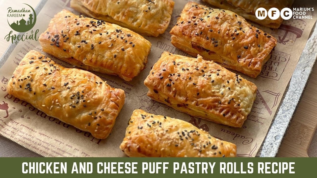 Delicious Chicken and Cheese Puff Pastry Rolls Recipe | Easy & Tasty ...