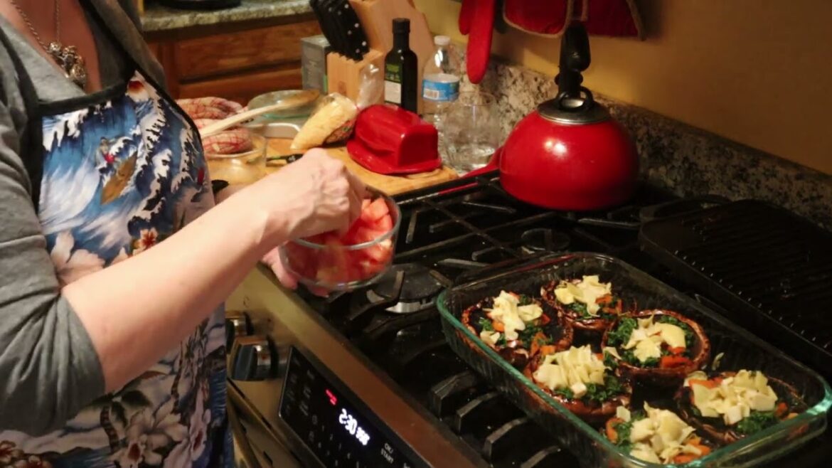 Grandma Tere makes Stuffed Portobello Mushrooms - Dining and Cooking