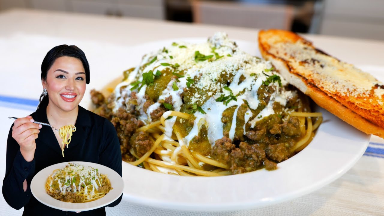 Salsa Verde Ground Beef Spaghetti CHEAP and EASY Recipe to make at HOME ...