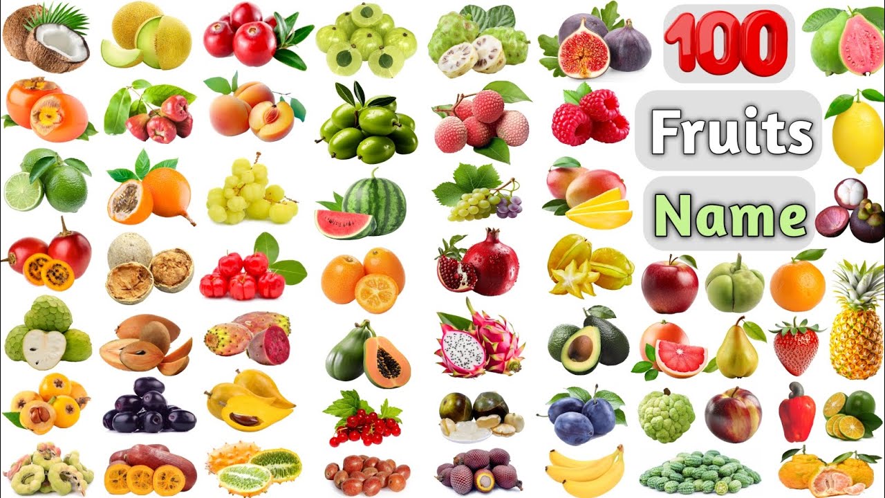 Fruits Vocabulary ll 100 Common Fruits Name in English With Pictures ll ...