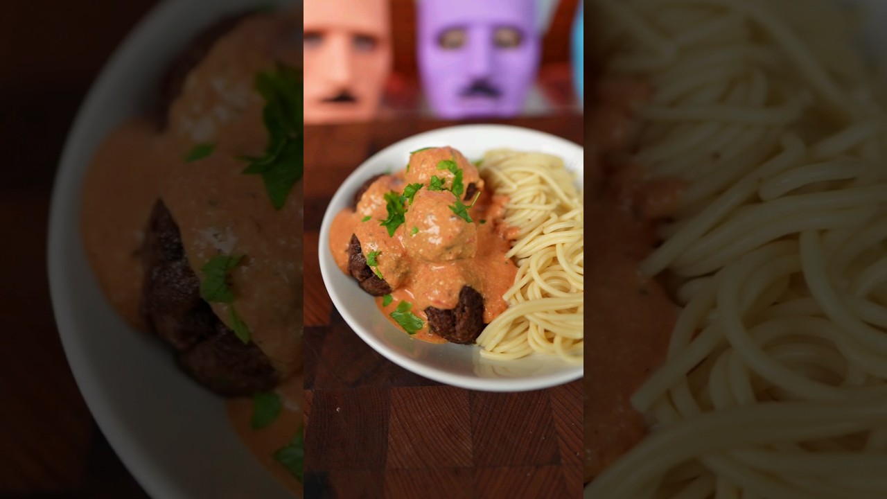 Spaghetti meatballs with mozzarella sauce ! @Lionfield #Shorts #pasta # ...