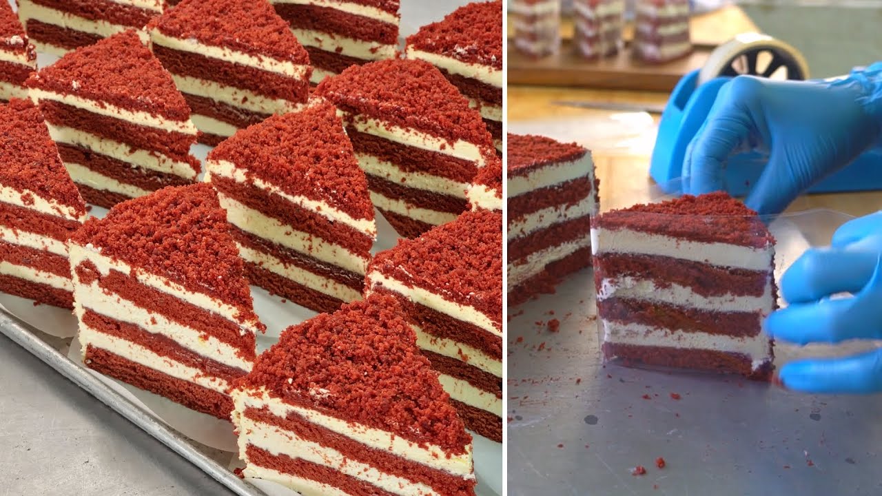 SLICED RED VELVET CAKE WITH CREAM CHEESE FROSTING - Dining and Cooking
