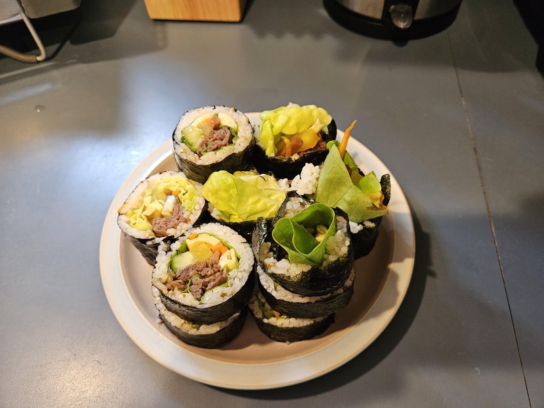 Kimbap is my perfect lunch. All the things I love rolled into one bite ...