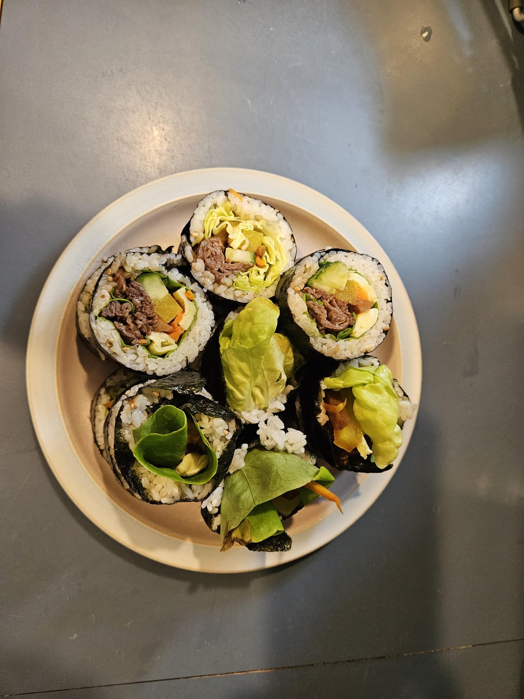 Kimbap is my perfect lunch. All the things I love rolled into one bite ...