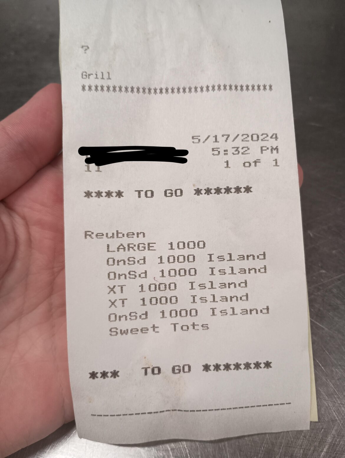 I gave them a half pound container of thousand island on the side ...