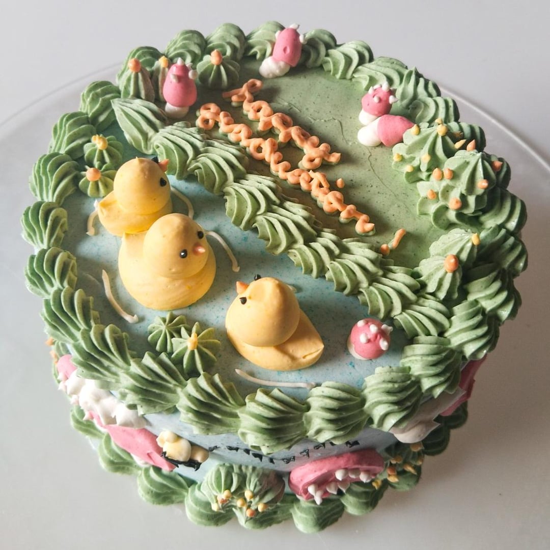duck pond inspired cake I made for my brother's graduation (he loves ...