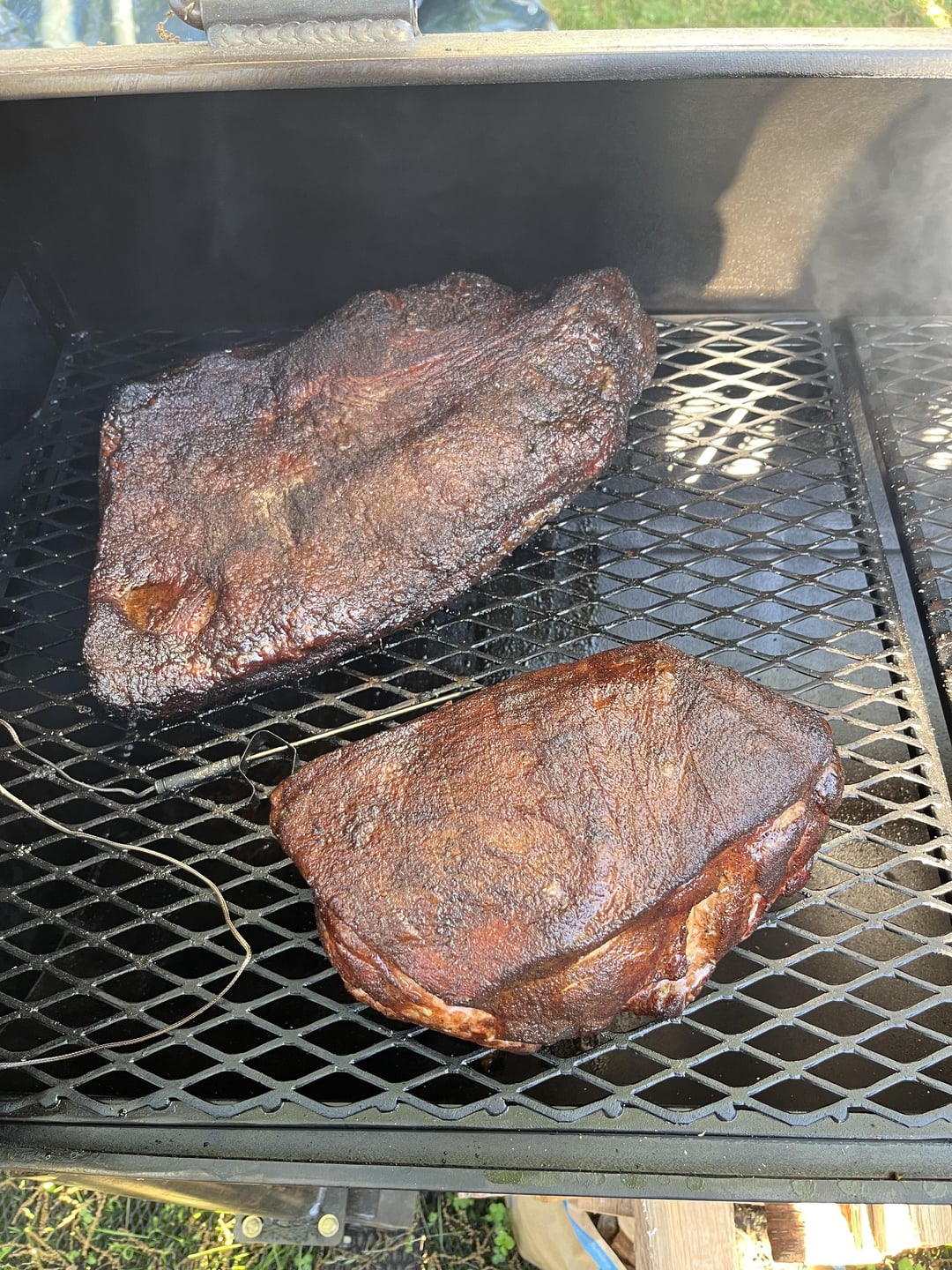 Hosted my biggest BBQ today. Brisket, pork butt, and 4 racks of ribs ...