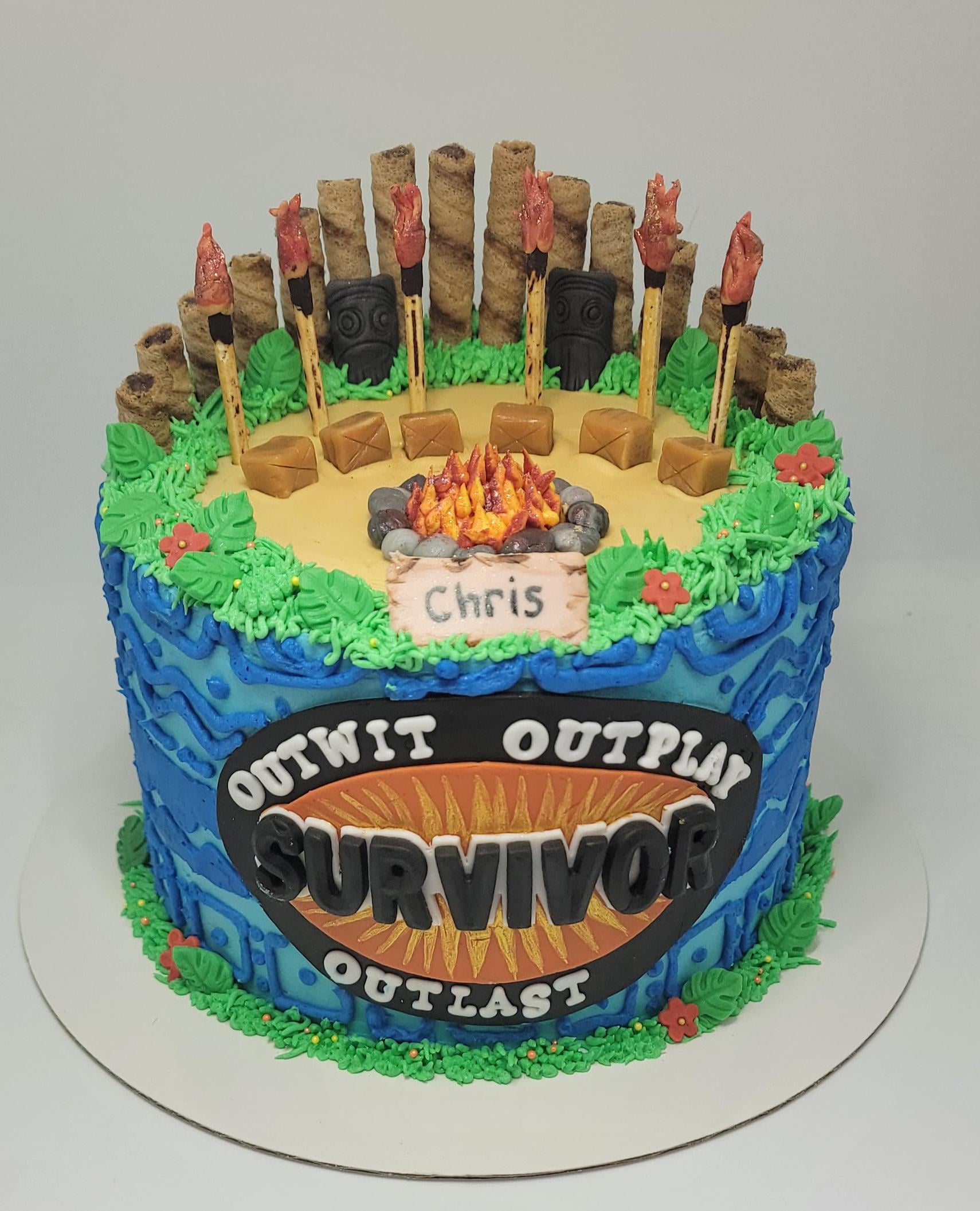 Survivor themed birthday cake for a big fan of the show - Dining and ...