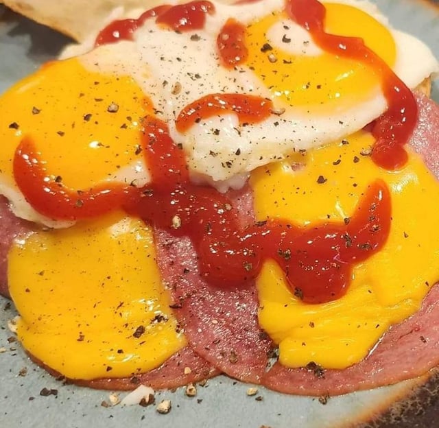Taylor ham eggs and cheese w ketchup - Dining and Cooking