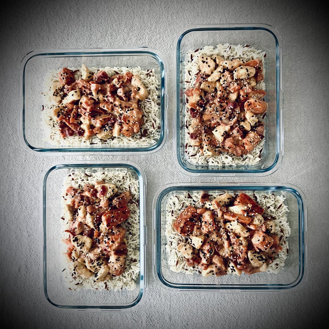 w23: roasted chicken bites and braised root vegetables in creamy curry ...