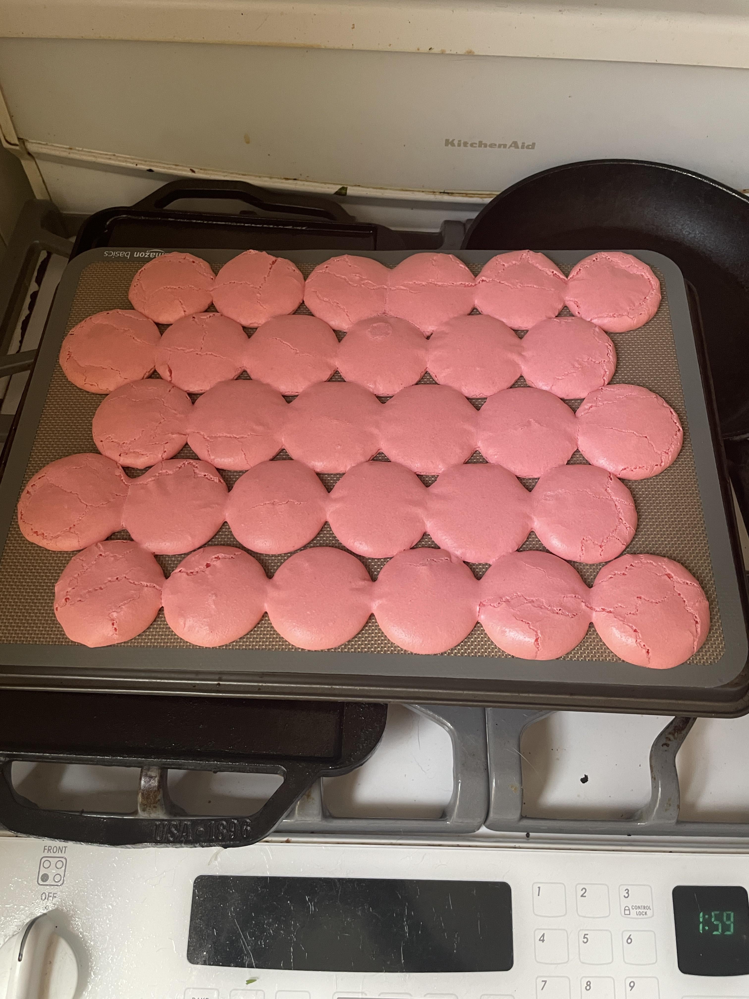 This was my first attempt at macarons. Pretty sure my batter was too ...