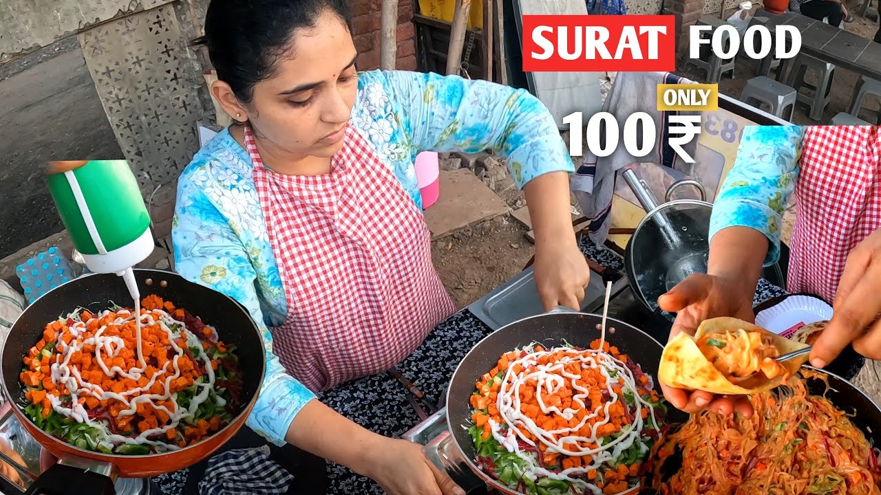 Cute Women Selling Pocket Falafel In Surat Only Rs. 100/- | Street Food ...