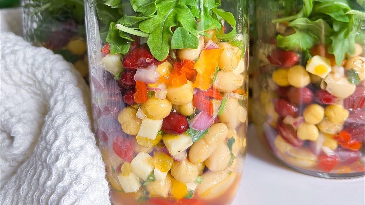 The BEST Mediterranean 3 Bean Salad Meal Prep! - Dining and Cooking