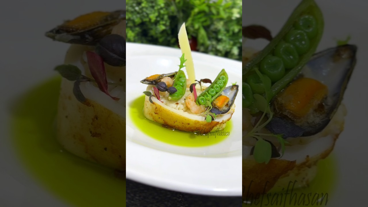 Risotto-Stuffed Squid Plating #RisottoStuffedSquid #squid # ...