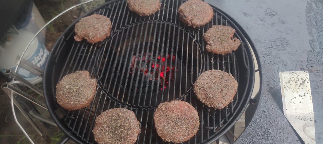 Burgers are on the kettle with the OnlyFire ceramic insert and the ...