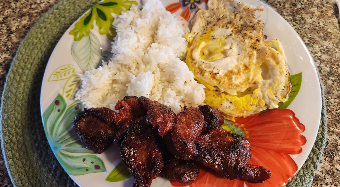 Filipino Breakfast. Always yummy. Pork Tocino, Rice and Egg. - Dining ...