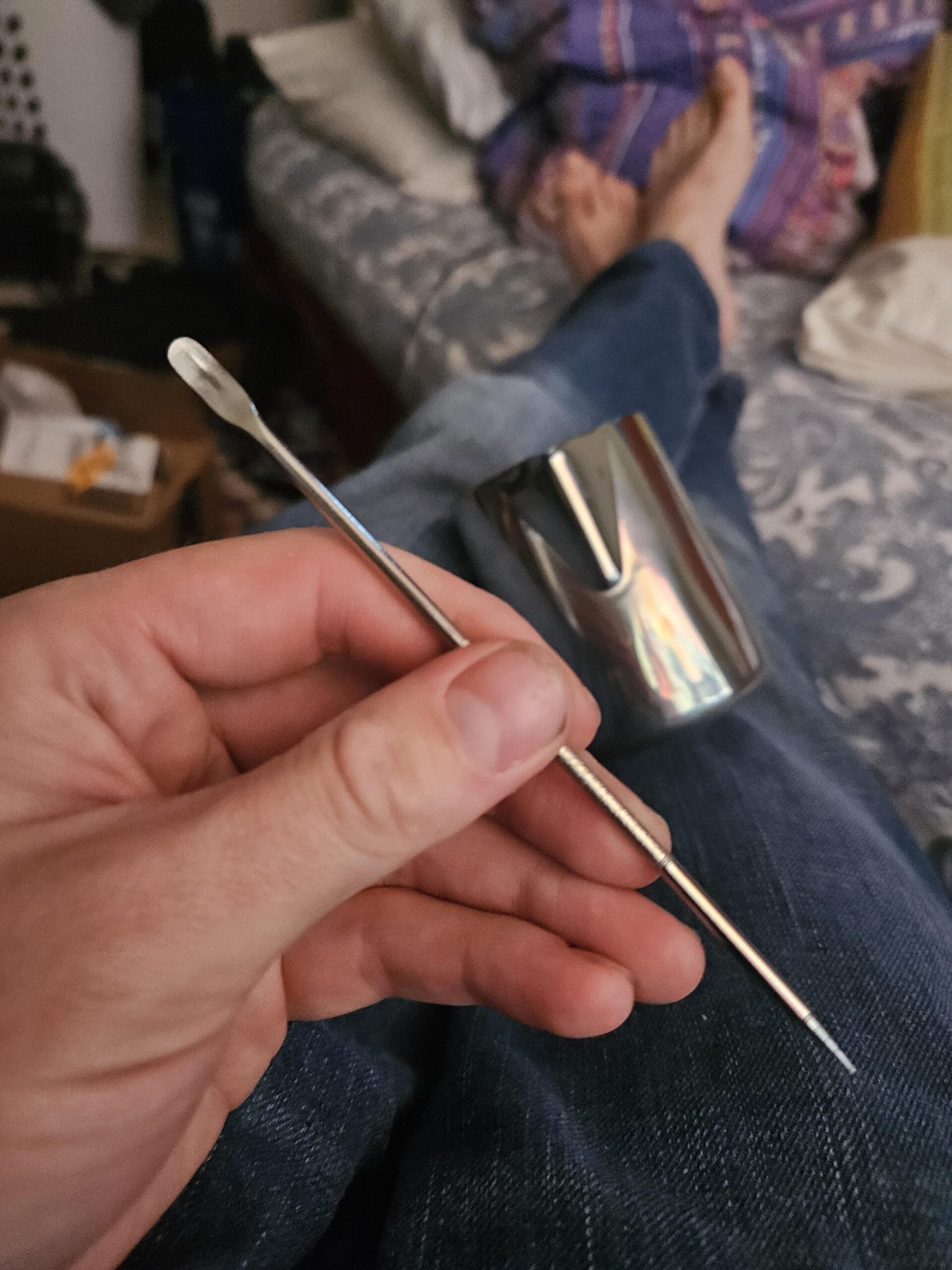 Received a pointy metal spoon with my milk pitcher, what's it for ...