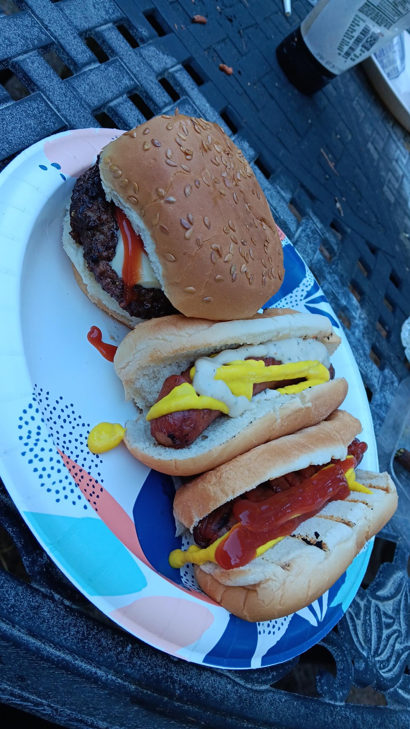Cheeseburger and some dogs at my buddy's today - Dining and Cooking
