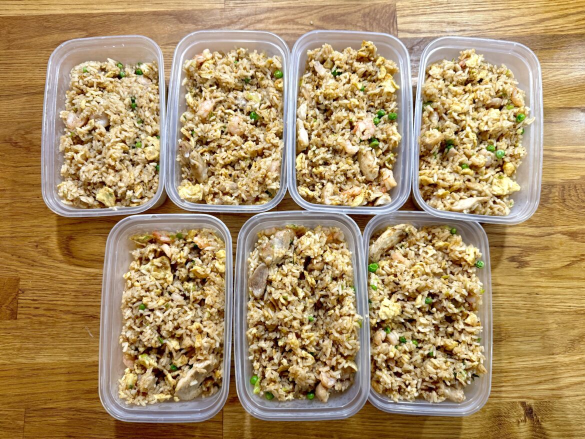 Was told to eat rice and chicken for the gym… so… egg fried rice meal ...